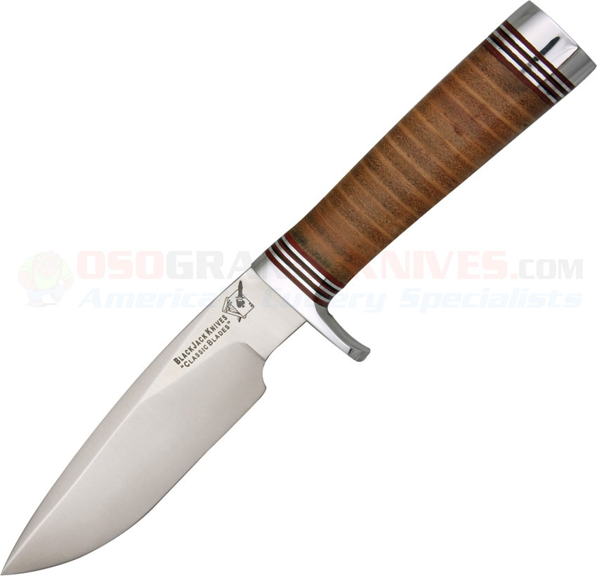 Blackjack Knives 125L Classic Model 125, Stacked Leather Handle ...